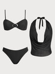 Black Mesh Cover-up Tankini Swimsuit & Reviews - Black - Bikinis ...